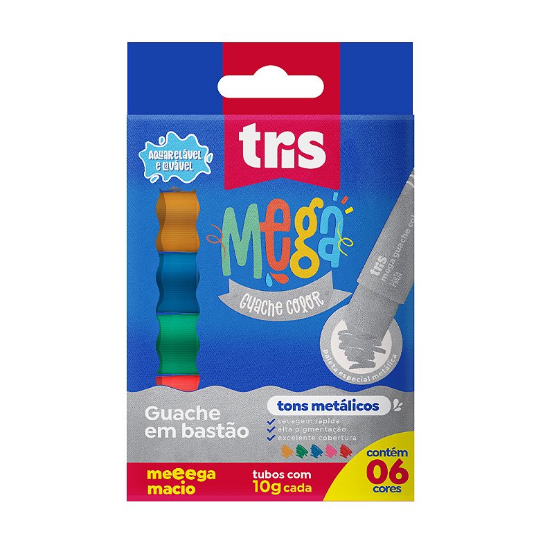 Guache em Bastão Metálico Mega 6C 911537 Tris - Papelaria Grafitte ...