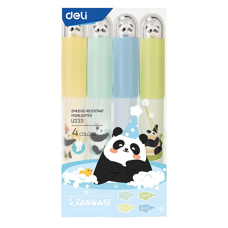 Marca Texto Pastel Pandinha 4 cores Deli - Papelaria Grafitte ...
