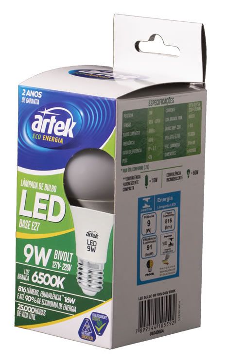 Lâmpada LED 9W Branca - Artek - Amazon Compressores - Para cada ...