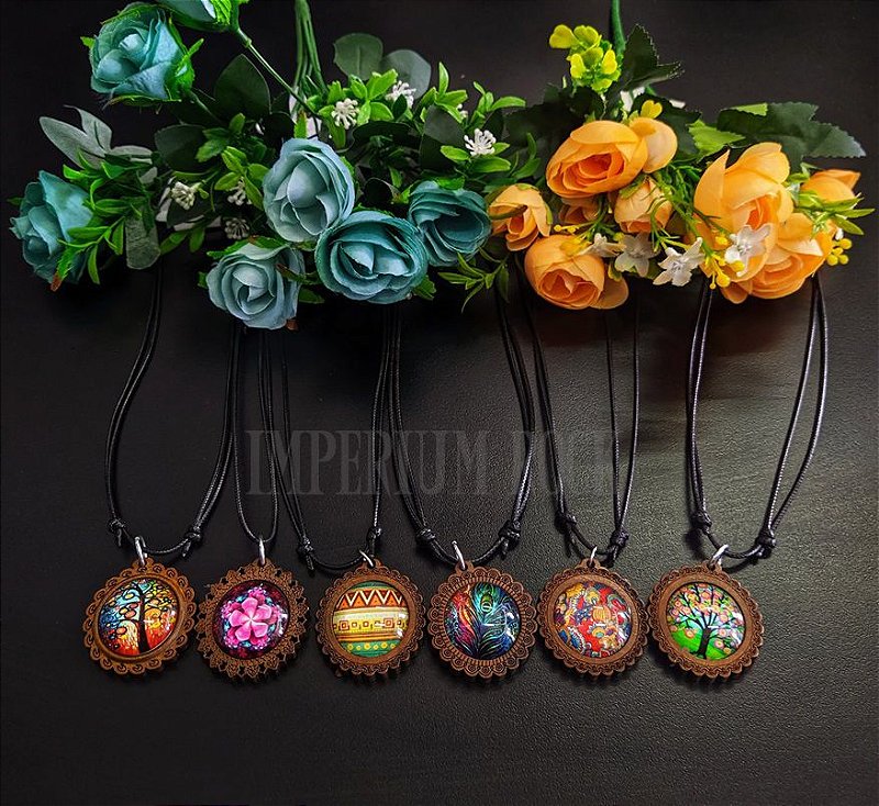 Colar Madeira Flor Arvore da vida Brilha no escuro - IMPERIUM ROCK