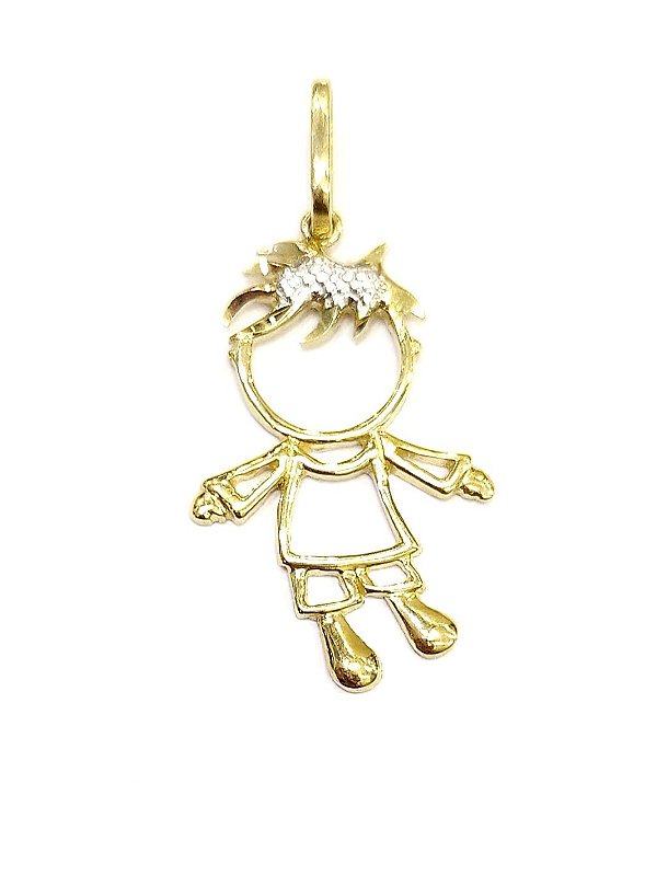 Pingente Menino Filho Duas Cores Grande Ouro 18K - GLAMOUR JOIAS E RELÓGIOS