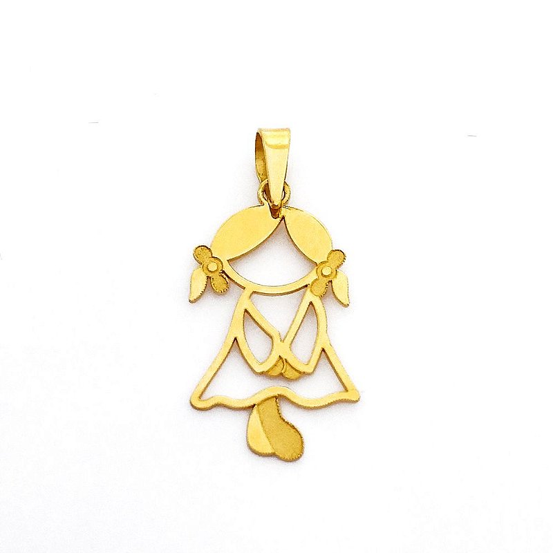 Pingente Menina Em Ouro 18k Grande - GLAMOUR JOIAS E RELÓGIOS