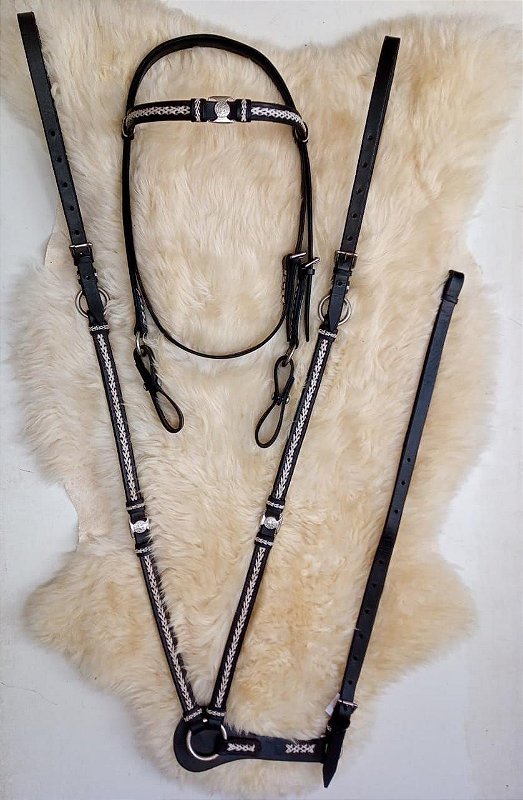 Conjunto Peitoral E Cabeçada Aplique Estrela Trançado Luxo - Selaria ...