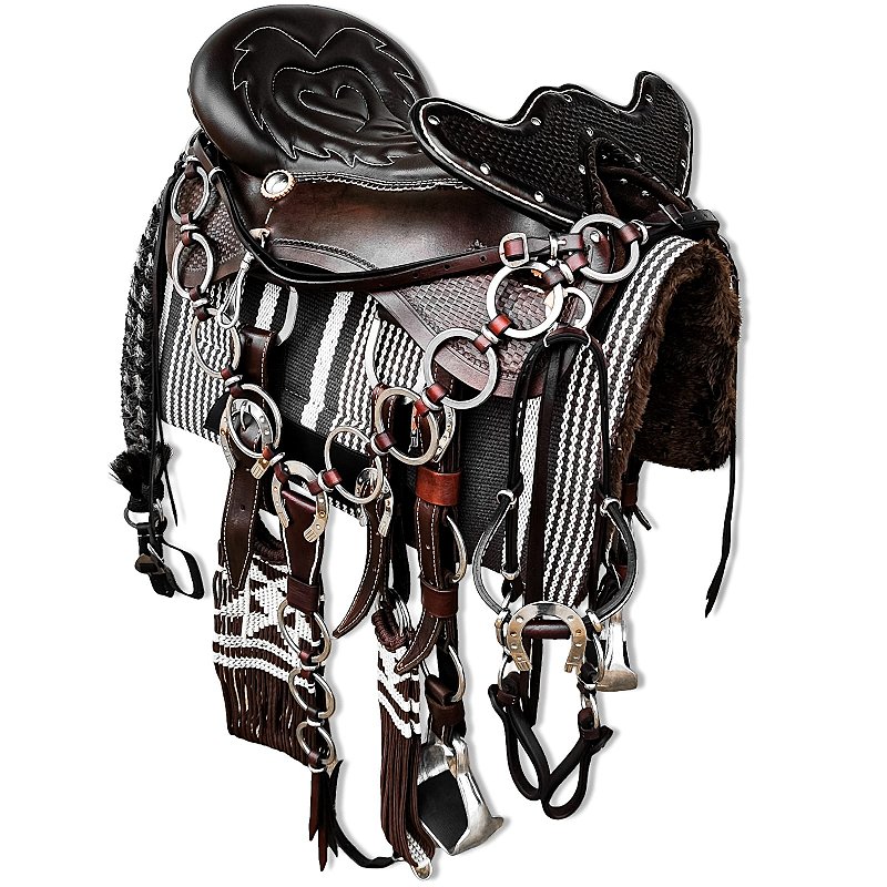 Arreio Cutuco Completo Com Acessórios Couro Natural Ferragens Inox ...