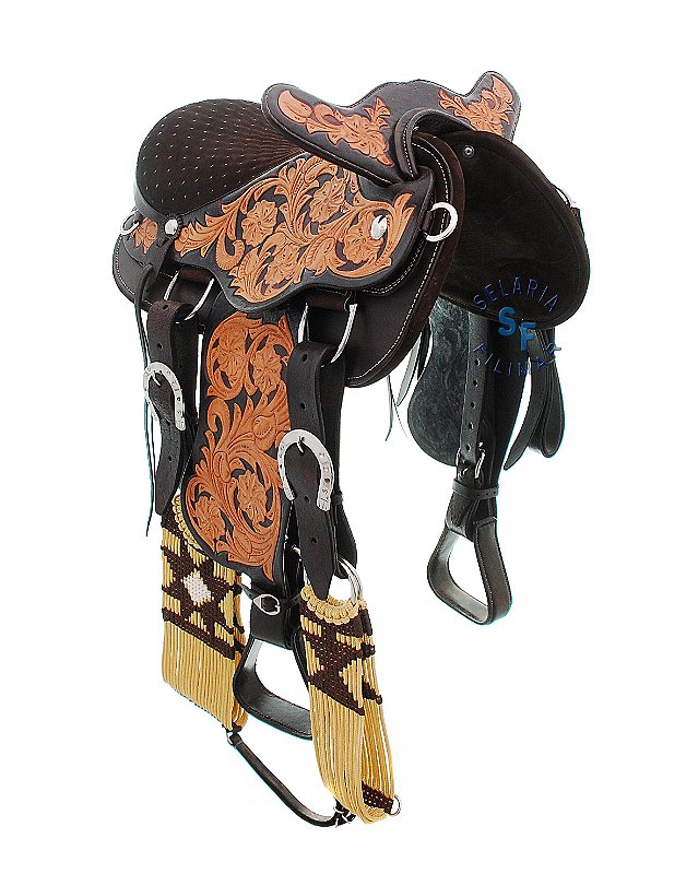 Sela Paulista muladeiro entalhada artesanalmente com assento acolchoad ...