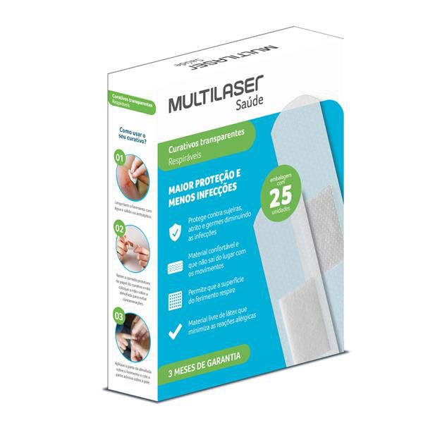 Curativos Transparente bandeide Respiráveis Multilaser - FisioSmart ...