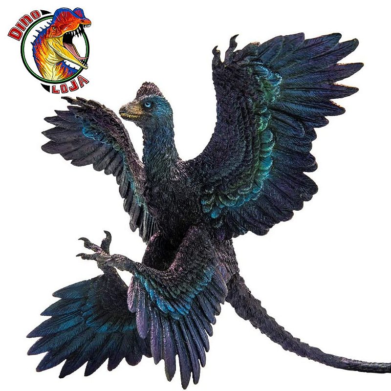 MICRORAPTOR PNSO FIGURA DE DINOSSAURO CARNÍVORO EMPLUMADO MINIATURA DE ...