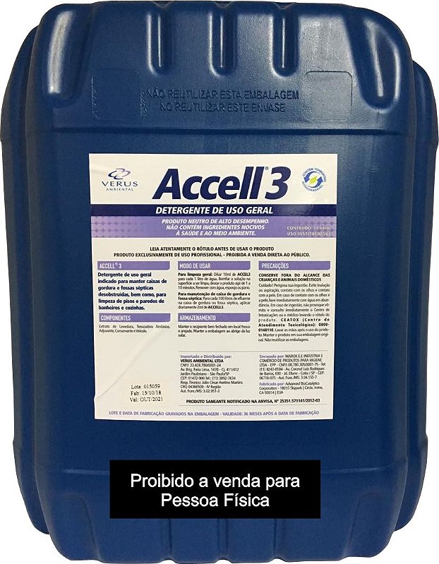 Accell® Clean Multiuso - 20 Litros - Verus Ambiental - Produtos de ...
