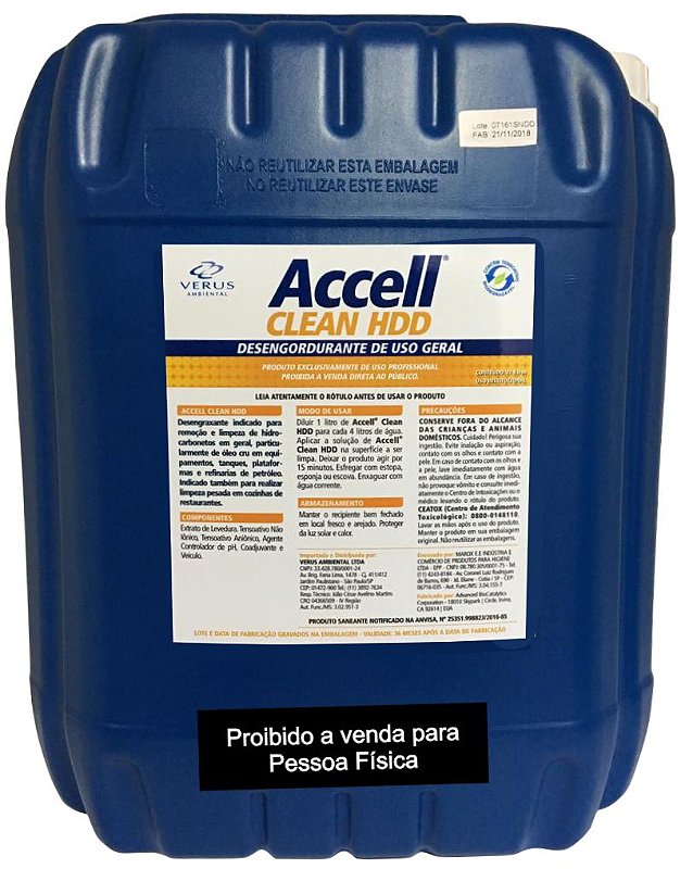 Accell® Clean HDD ECO - 20 Litros - Verus Ambiental - Produtos de ...