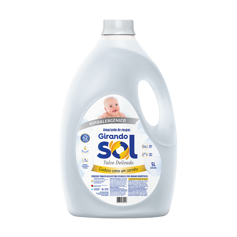 Amaciante Tradicional Talco Delicado Girando Sol 5L, Toque Macio E ...