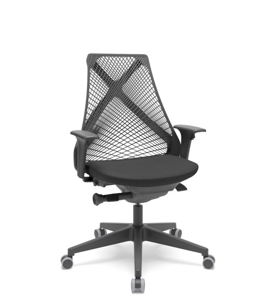 POLTRONA GIRATÓRIA DIRETOR PRETO AUTO COMPENSADOR TELA BIX AERO BASE ...