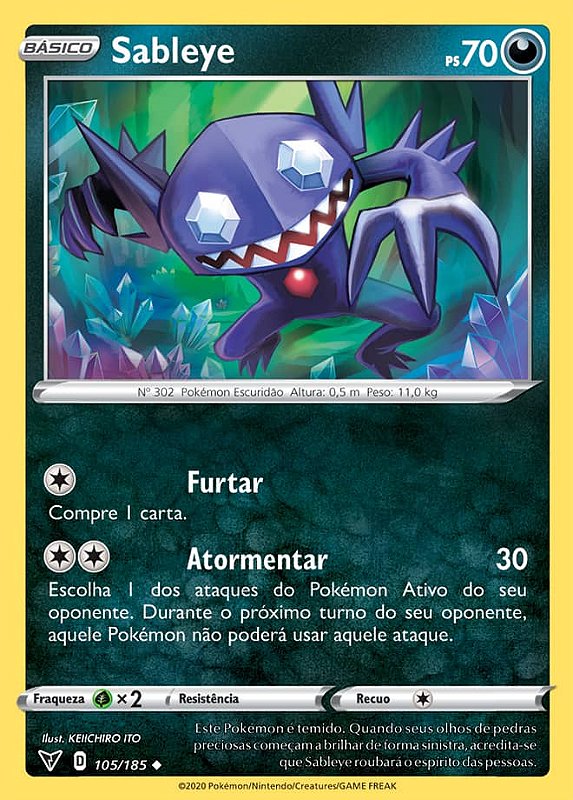 Sableye (105/185) - Carta Avulsa Pokemon - Planeta Nerd-Geek