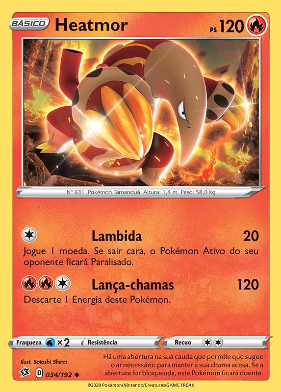 Heatmor (34/192) REV FOIL - Carta Avulsa Pokemon - Planeta Nerd-Geek
