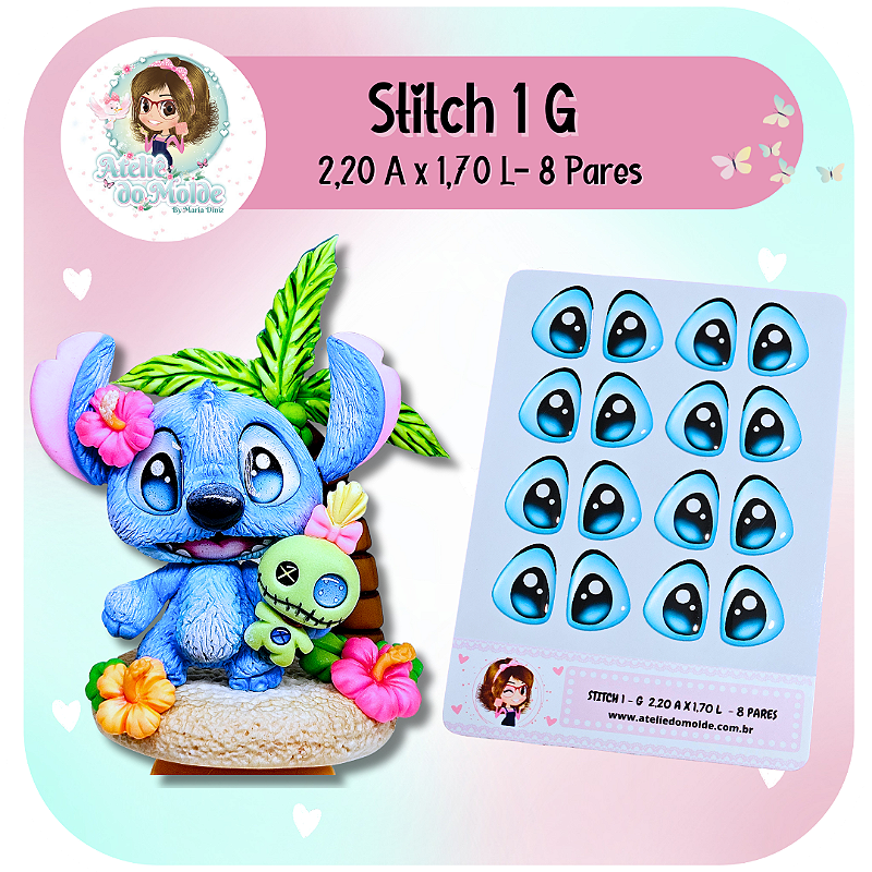 Olhos Resinados Stitch 1 - G - Ateliê do Molde