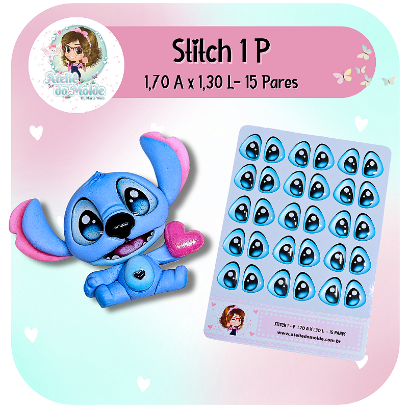 Olhos Resinados Stitch 1 - P - Ateliê do Molde