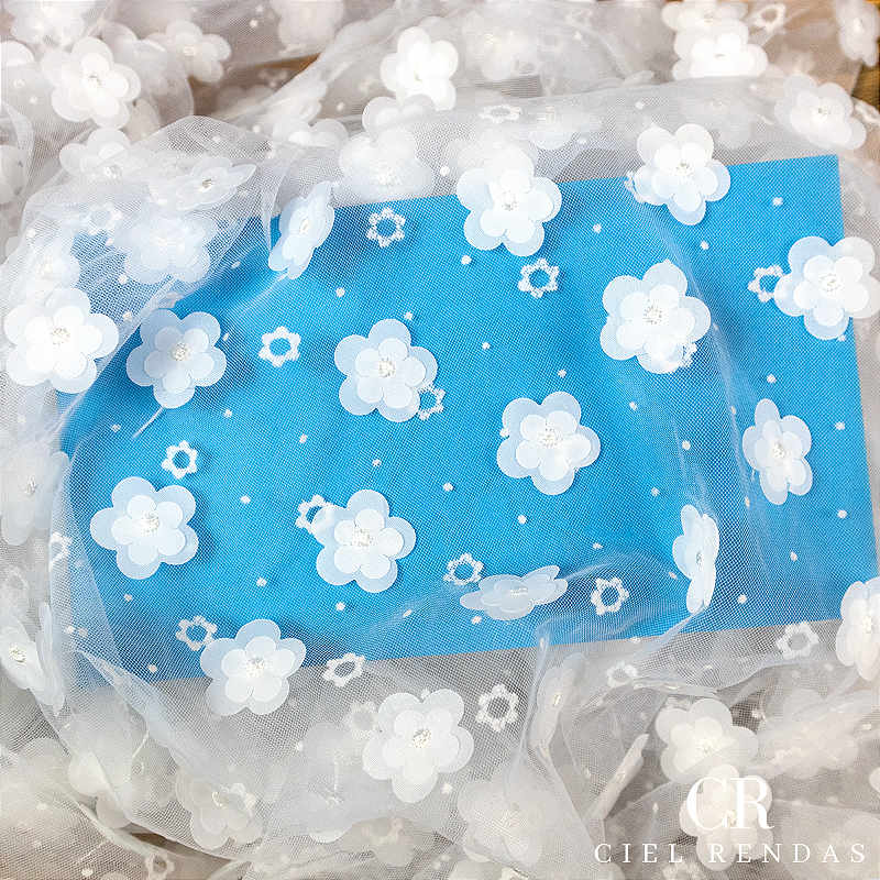 Poá Flor 3D CH-4559 - CIEL RENDAS - Renda Guipir, Aplicações, Filó e ...