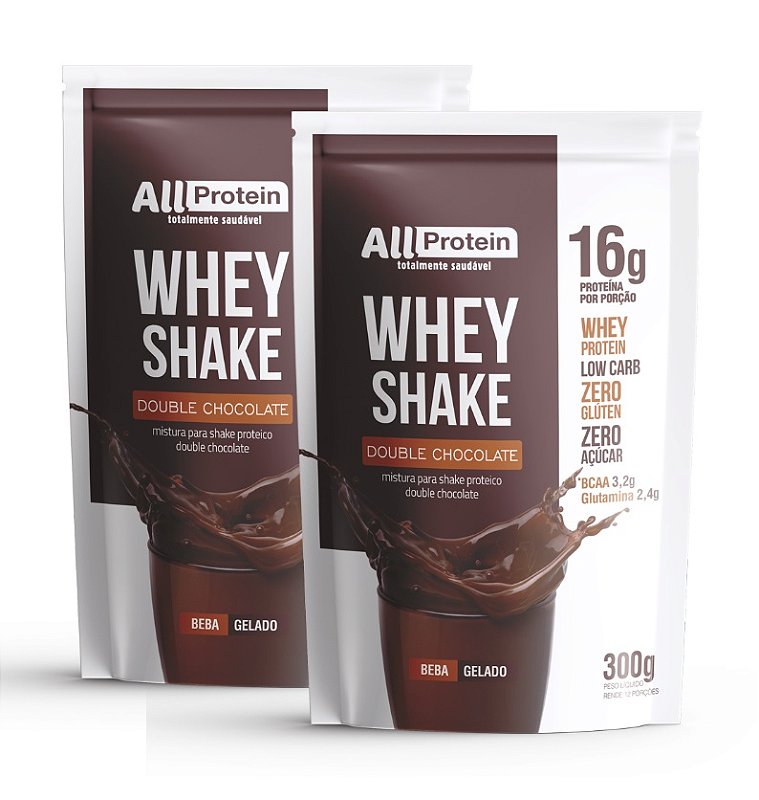 2 Pacotes de Whey Shake Double Chocolate 600g (24 doses) - All Protein ...