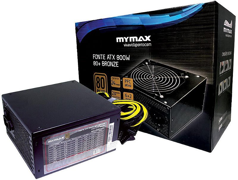 FONTE MYMAX 800W 80PLUS BRONZE MPSU/FP850W - Evolutek Informática | O ...