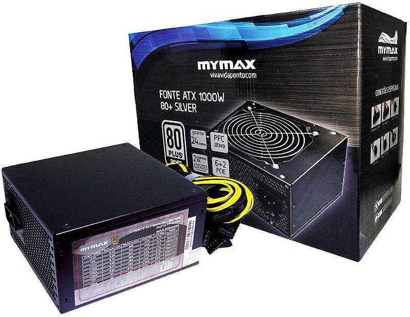 FONTE MYMAX 1000W 80PLUS SILVER MPSU/FP1000W - Evolutek Informática | O ...