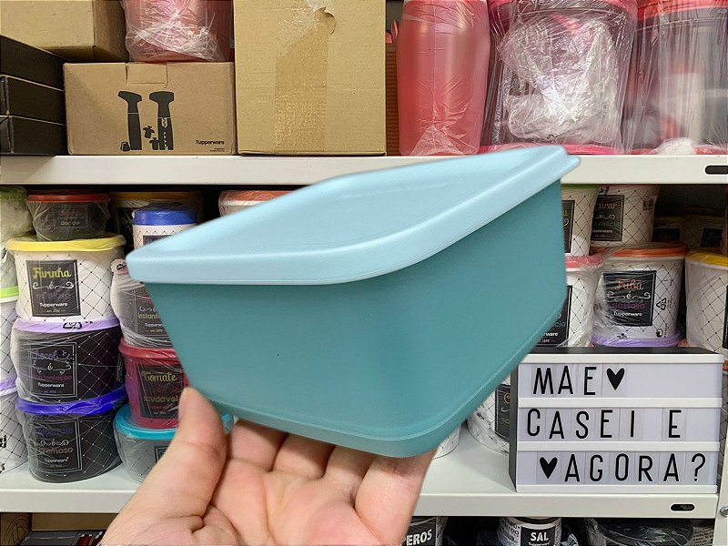 Tupperware Refri Line Quadrado 650 ml Aquamarine - Mãe, Casei e Agora ...