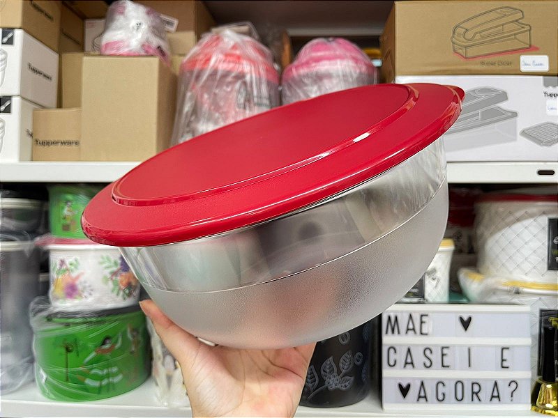 Tupperware Tigela Cristal 6 Litros Transparente com Tampa Vermelha ...