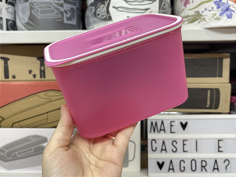 Tupperware Baseline Retangular 1,3 Litros Rosa - Mãe, Casei e Agora ...