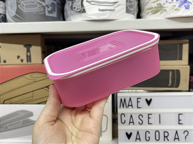 Tupperware Baseline Retangular 500ml Rosa - Mãe, Casei e Agora?-Tupperware!
