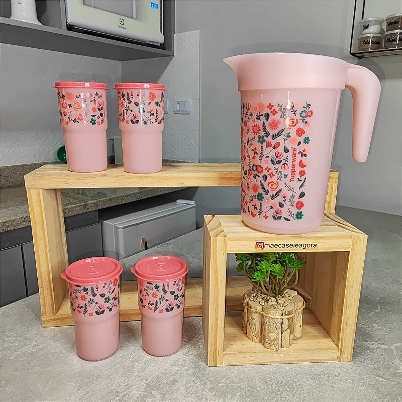 Tupperware Kit 5 Peças Mini Flores - Jarra e Copos - Mãe, Casei e Agora ...