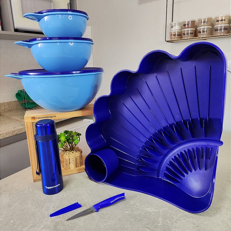 Tupperware Kit 6 Peças Azul - Mãe, Casei e Agora?-Tupperware!