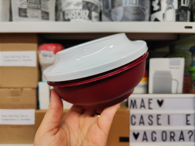 Tupperware Tigela Redonda Actualité 650ml Marsala e Tampa Branca - Mãe ...