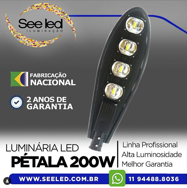Luminária LED Pública para Poste Pétala 200W - SEELED - Ilumixled ...