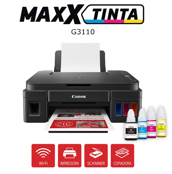 Impressora Multifuncional tanque de tinta Mega Tank G3110, Colorida, Wi-fi, Conexão USB, Bivolt ...