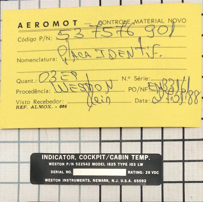 PLACA DE IDENTIFICAÇÃO - 537576-901 - Fibraer