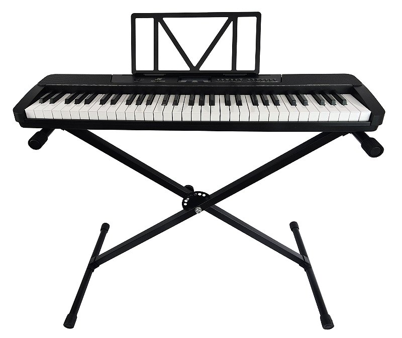 Teclado Musical Arranjador Meike 61 Teclas MK-2902 MIDI + Sup Pedestal ...