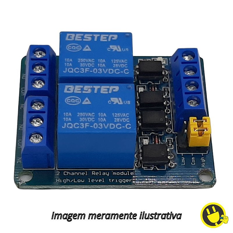 Módulo Relé 2 Canais 3V 10A com Borne KRE - SmartProjects Brasil ...