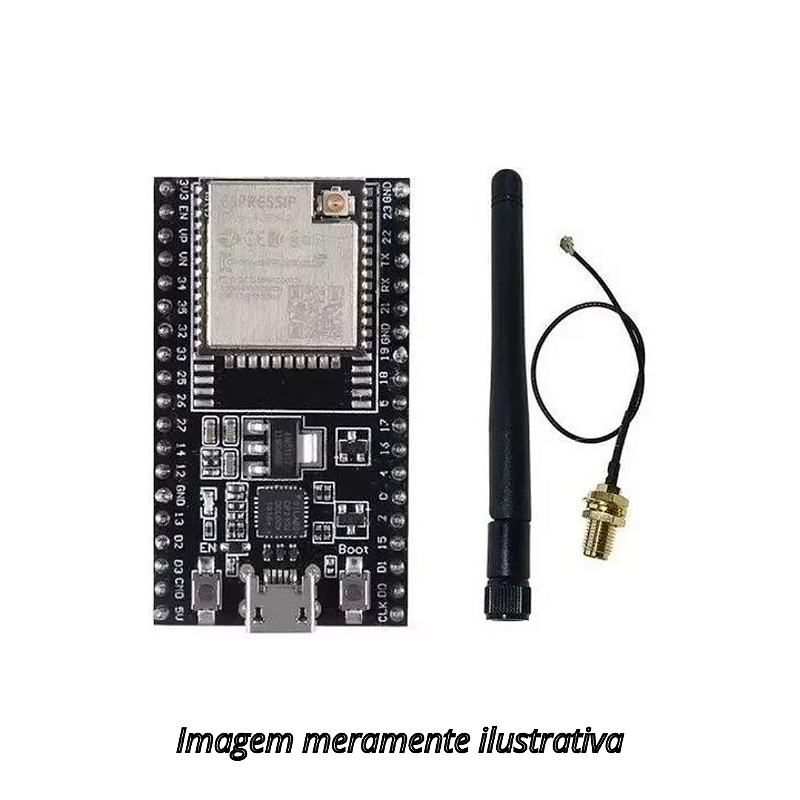 Módulo ESP32 WROOM-32U + Antena GSM GPRS + Cabo Pigtail U.FL com SMA - Arduino e Raspberry em ...