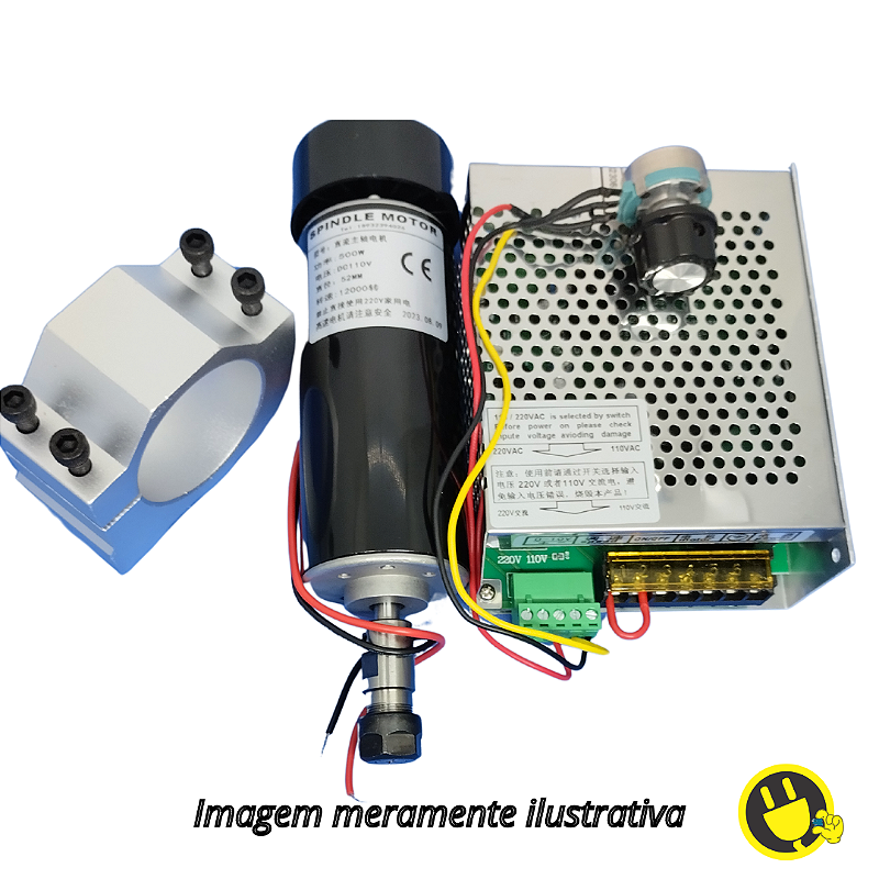 Motor Spindle 500W ER11 para CNC + Suporte de 52mm + Fonte 12000 RPM - SmartProjects Brasil ...