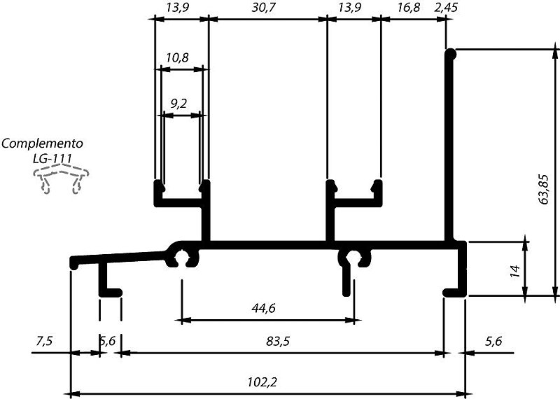 Perfil De Alumínio Linha Lg Ilg-159Barra Com 6Mts - Loja Virtual Meu Perfil de Alumínio - Perfis ...