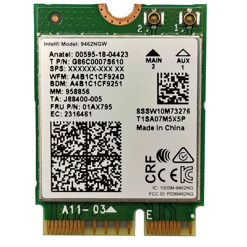 Placa Wifi Dual Band 5ghz Bluetooth 5.0 Intel 9462ngw | Click Note ...