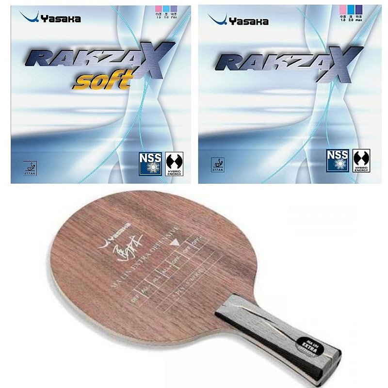 COMBO - Raquete Yasaka Ma Lin Extra Offensive + Borrachas Rakza X Rakza X Soft + Sidetape ...