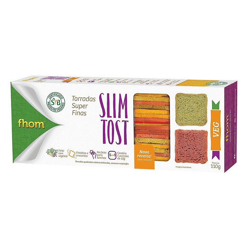 3 Torradas Slim Tost VEG Fhom - Fhom Alimentos Saudáveis