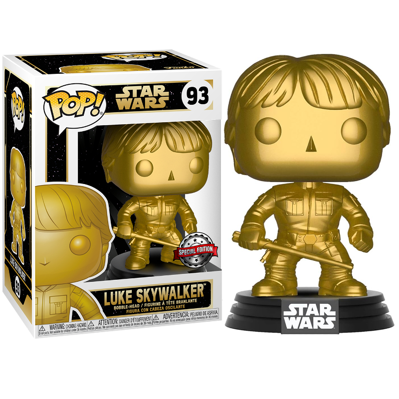 Funko Pop! TV Star Wars Luke Skywalker 93 Exclusivo Gold Chrome - Moça ...