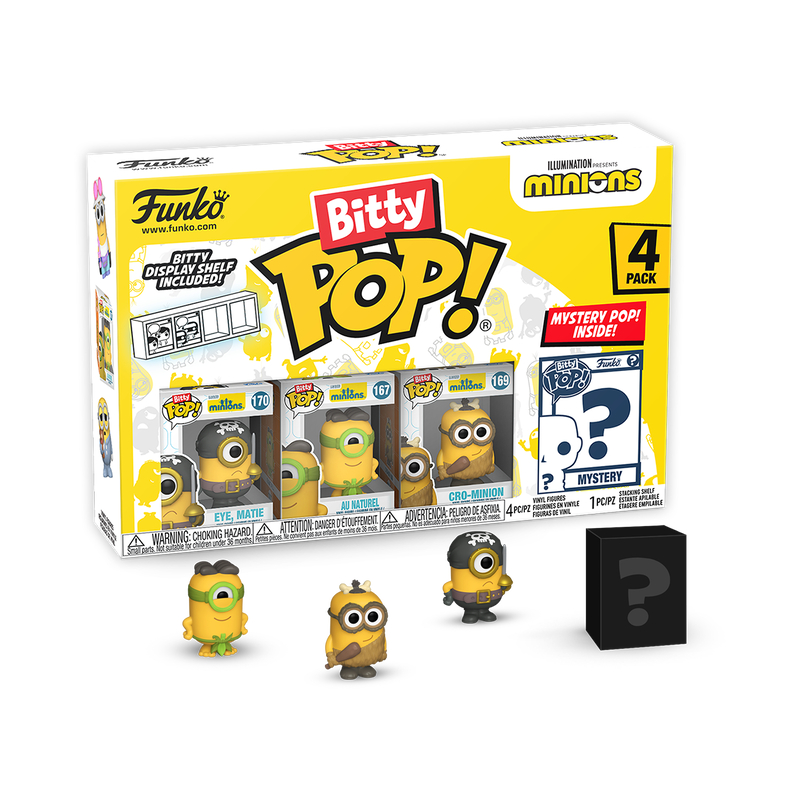 Funko Bitty Pop! Minions Eye, Matie, Cro-Minion, Au Naturel + Surpresa ...