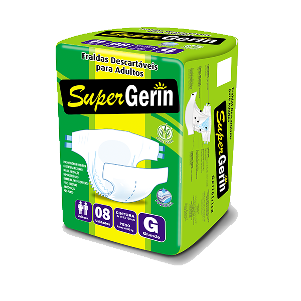 Fralda Geriátrica SUPER GERIN G - 10 pacotes com 8 unidades - FRALDAS A ...