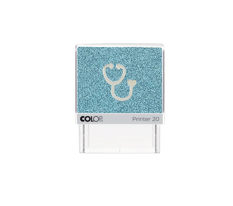 Carimbo Glitter Azul Pastel Personalizado - Doutor Carimbos LTDA