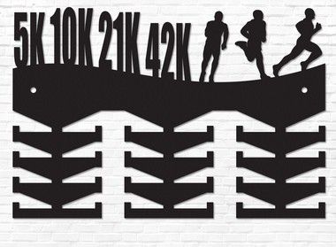 Porta Medalhas Corrida 5k 10k 21k 42k em madeira mdf 24 ganchos - Aimará Decor | Porta Medalhas ...