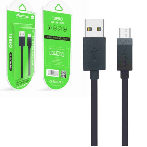 CABO V8 DE DADOS 65W USB TURBO VERDE - SJX-V8-65W - RS Robótica