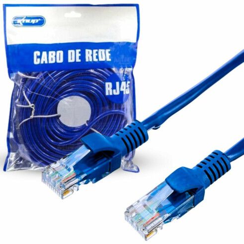 CABO DE REDE RJ45 COM 3 METROS AZUL KNUP - KP-C14 3M - RS Robótica