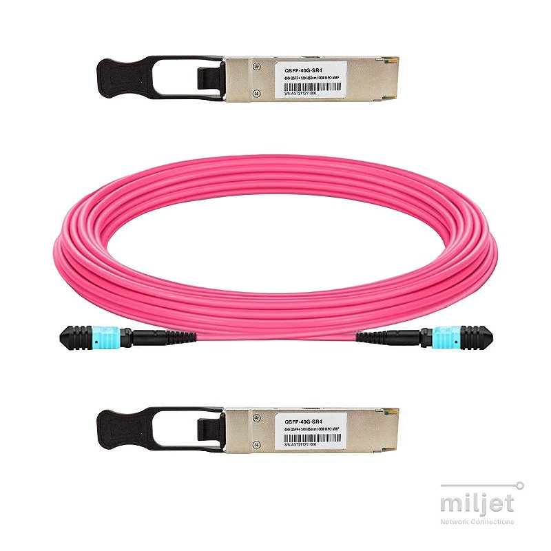 Cabo MPO 30 metros OM4 QSFP+ 40G Uplink Mikrotik Huawei - Aztech Hardware