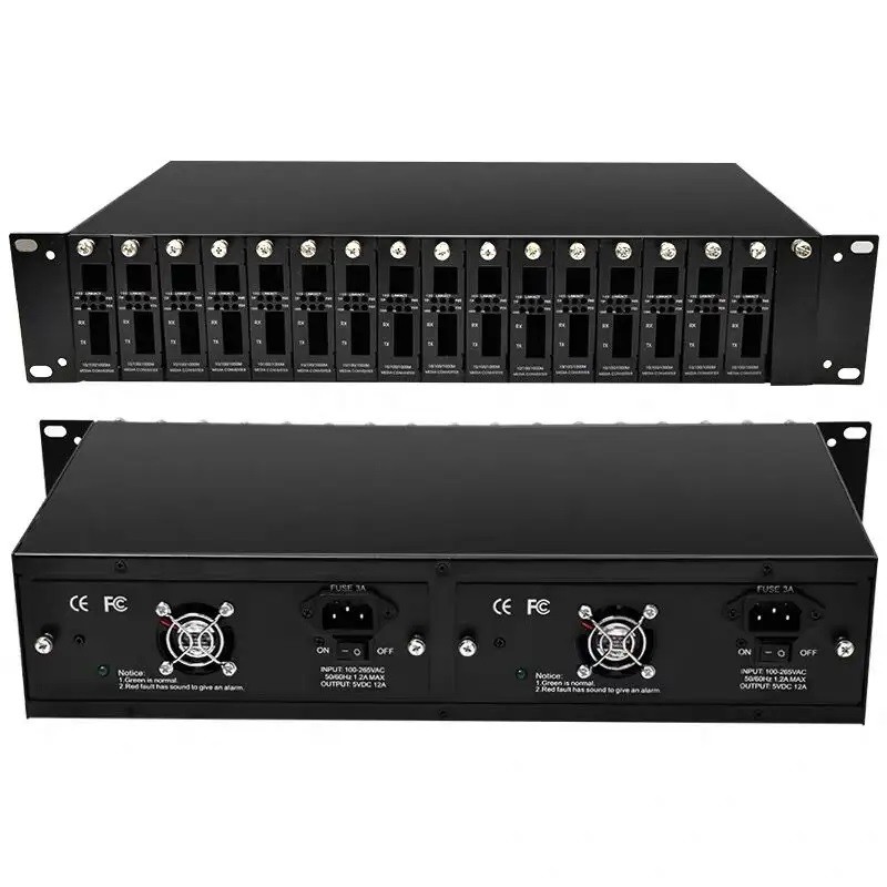 Rack Chassis para conversor de mídia 14 Slots 5x 2U 2 fontes ...